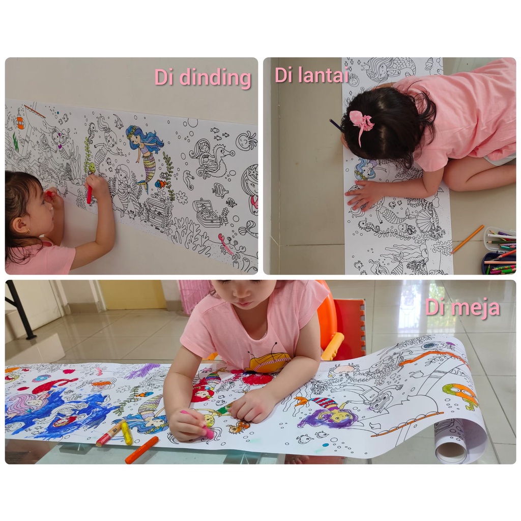 Jual Kertas Mewarnai bisa jadi Stiker / Coloring Roll Paper with ...