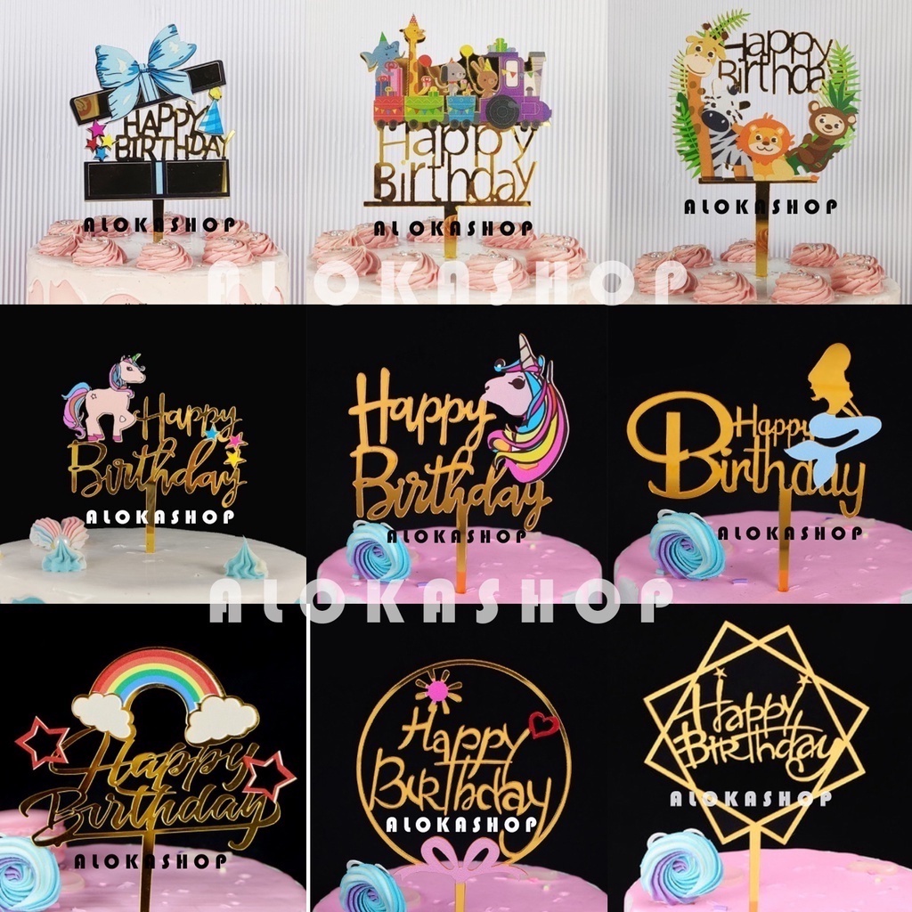 Jual Cake Topper Acrylic Happy Birthday Akrilik/ Happy birthday ...