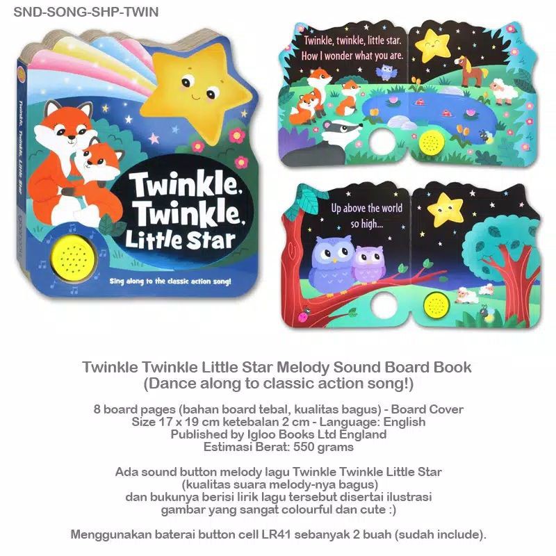 Jual Buku Melody Sound Board Book Twinkle-Twinkle Little Star | Shopee ...