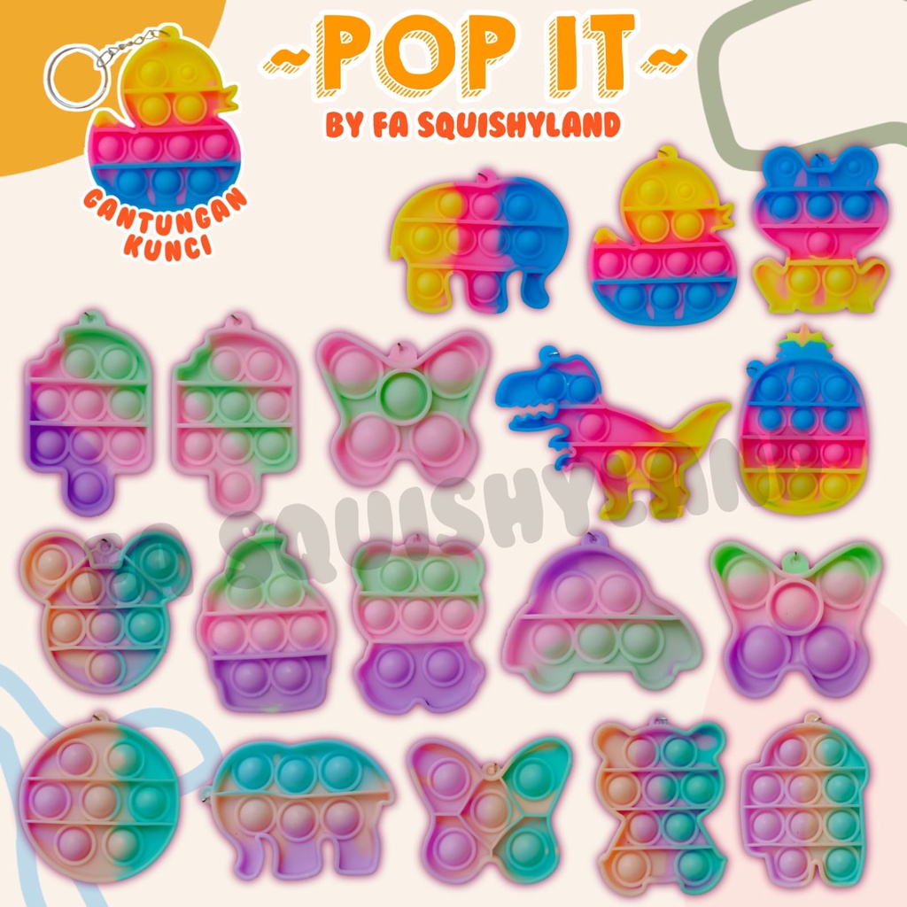 Jual Mini Pop It Keychain Pastel Rainbow / Pop It Gantungan Kunci Ready ...