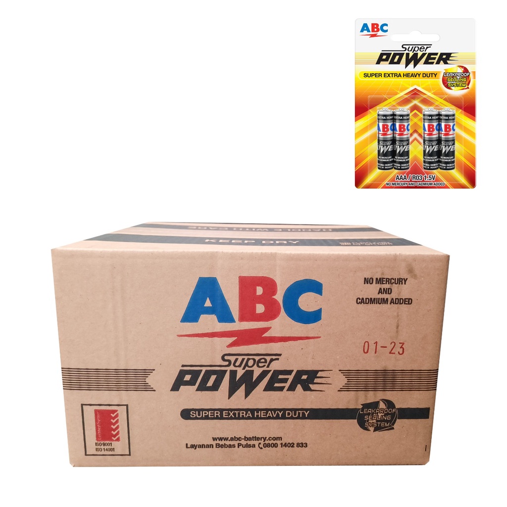Jual ABC Carbon Zinc R03 SPW 4 Baterai (AAA Size) 1Karton Isi 144 ...