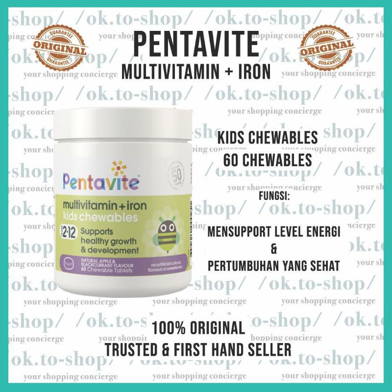 Jual Pentavite Multivitamin + Iron Kids Chewables Indonesia|Shopee ...