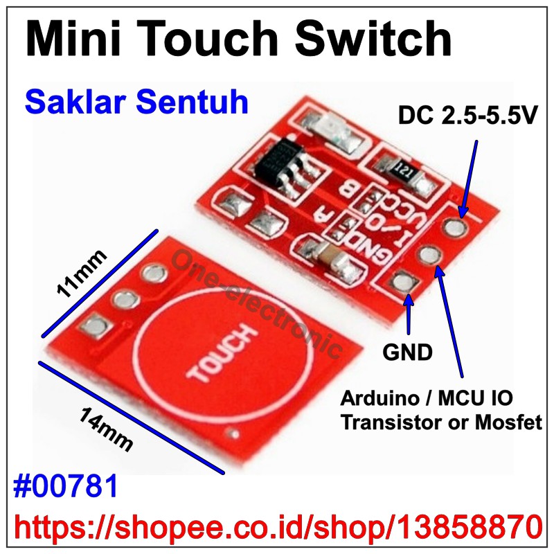 Jual Mini Switch Touch Sensor Saklar Sentuh Capacitive TTP223 Arduino ...