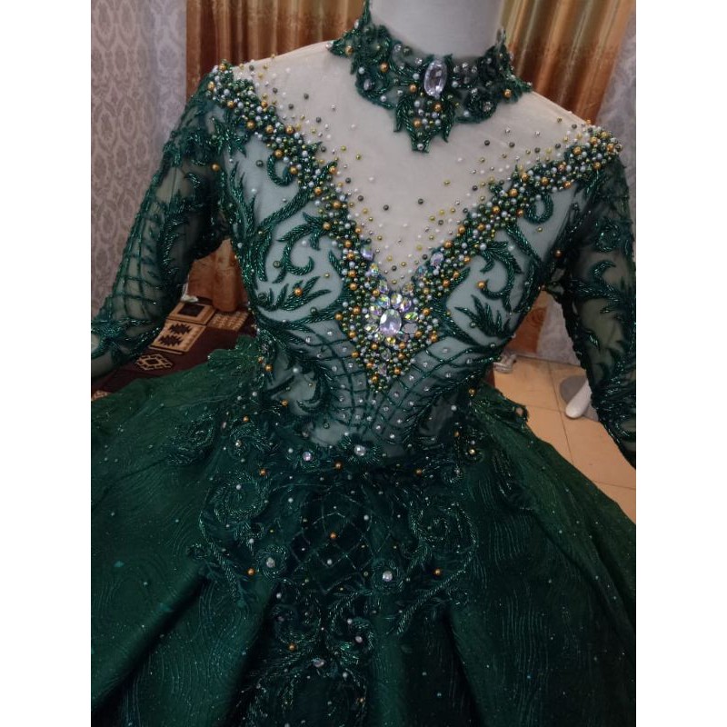 Jual Kebaya Gaun Hijau Botol | Shopee Indonesia