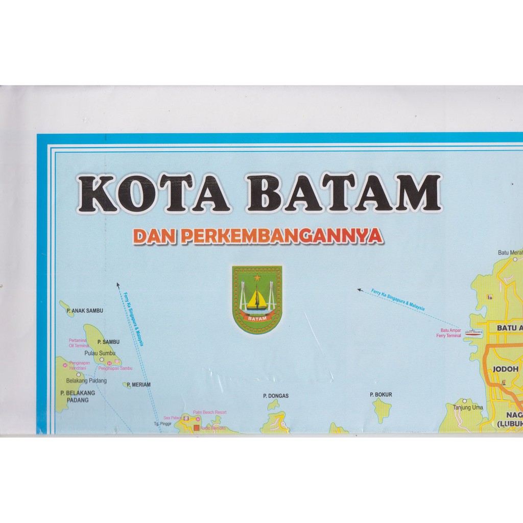Jual Peta Lipat Kota Batam Peta Kota Batam Peta Besar Ukuran 70x100 cm ...