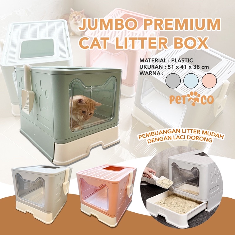 Jual PET & CO - PREMIUM LARGE CAT LITTER BOX - TEMPAT BAK TOILET PASIR ...