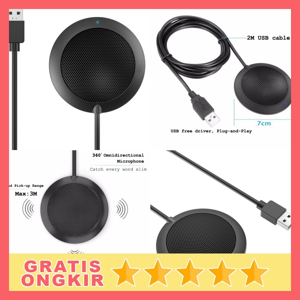 Jual Tyless 360 Degree Microphone Table Conference Zoom Meeting Studio ...