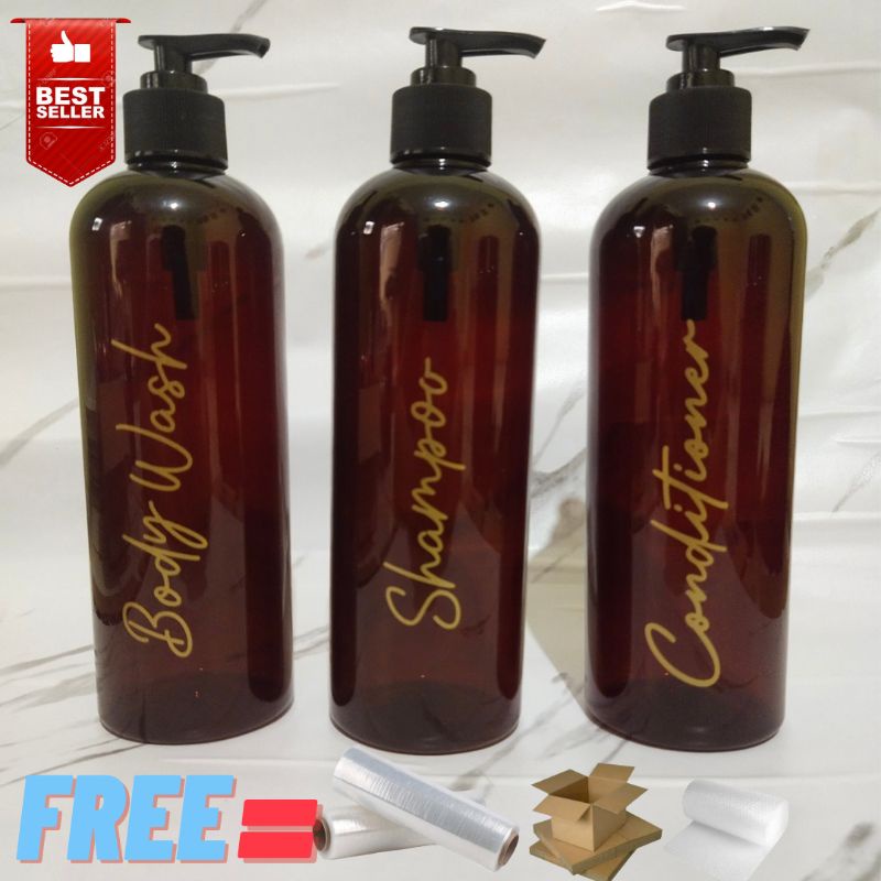 Jual Botol Sabun Cair Pump Amber Silver/Gold Aesthetic 500ml Luxury (P ...