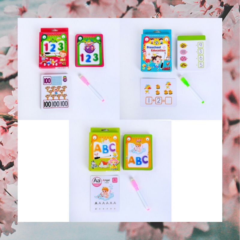 Jual kartu wipe and clean , flash card belajar menulis anak | Shopee ...