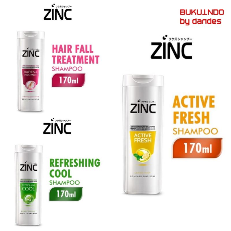 Jual ZINC Shampoo 170 ml Refreshing Cool / Active Fresh / Hairfall ...