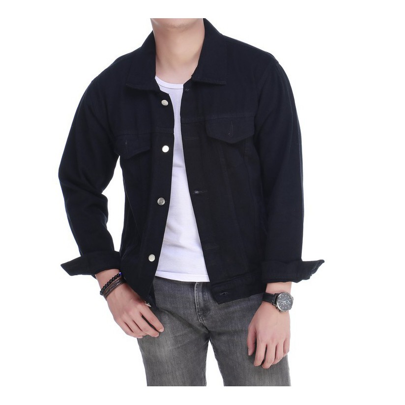 Jual JAKET JEANS HITAM || jaket kekinian || jaket jeans keren | Shopee ...
