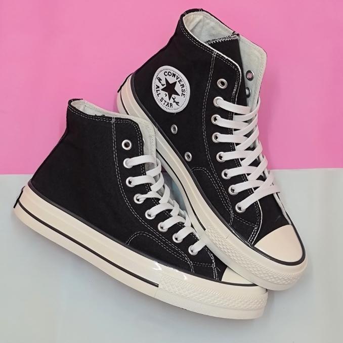 Jual SEPATU SNEAKERS CV CHUCK 70S HIGH BLACK WHITE EGRET SOL GLOSSY 