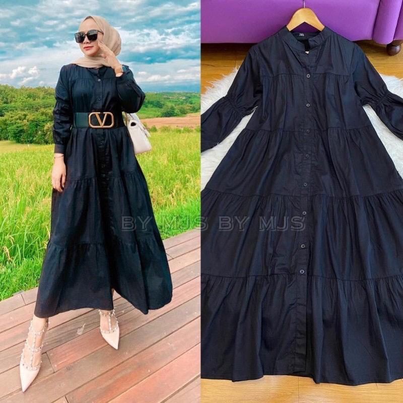 Jual GAMIS ZOYA MIDI DRESS LD 110 PB 120 KATUN IMPORT FULL KANCING ...