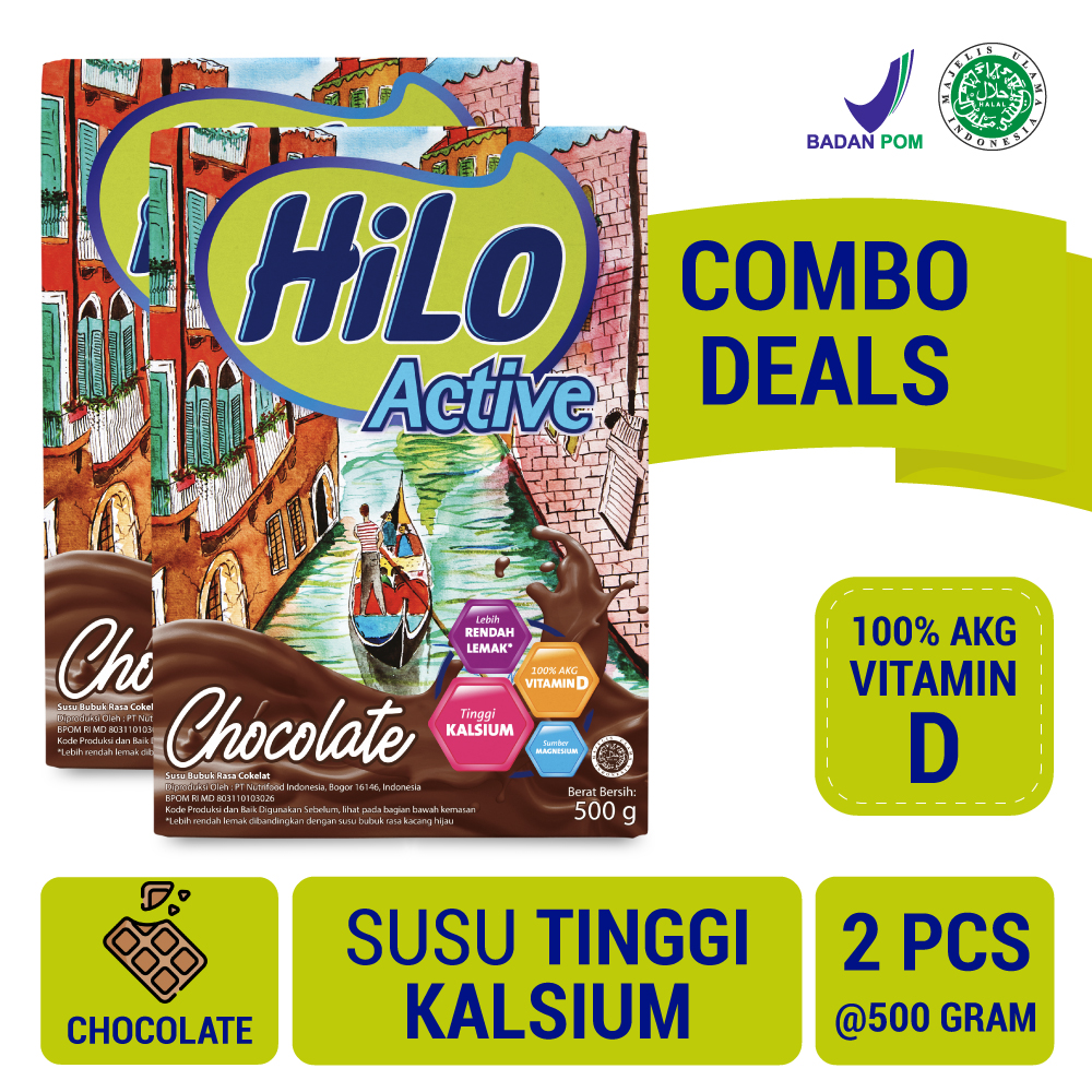 Jual HiLo Active Susu Bubuk Chocolate 2 x 500 gr | Shopee Indonesia