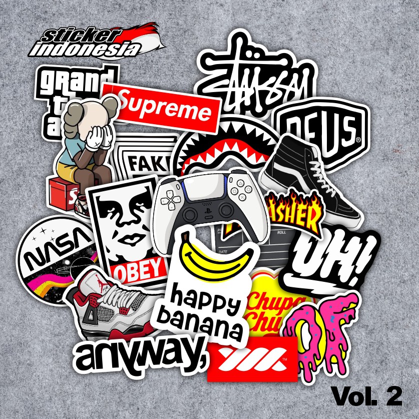 Jual sticker aesthetic logo brand supreme stussy deus untuk laptop hp ...