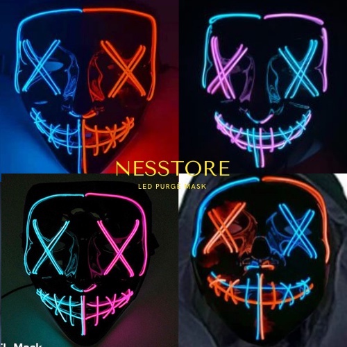 Jual Topeng LED DJ Rave Party Cosplay PURGE Halloween URBEX Mask ...
