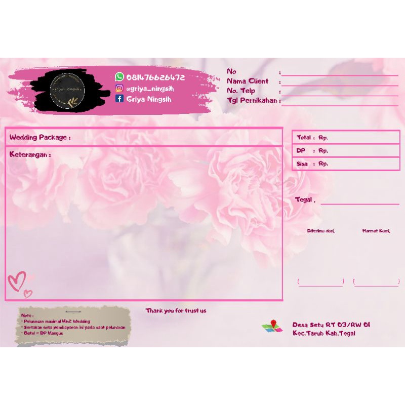 Jual JASA EDIT NOTA + CETAK NOTA RIAS PENGANTIN | Shopee Indonesia