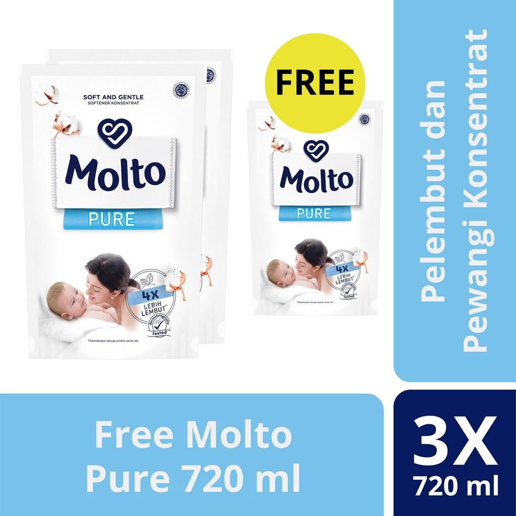 Jual Molto Pelembut Softener Dan Pewangi Pure 720Ml X2Free Molto Pelembut Softener Dan Pewangi ...