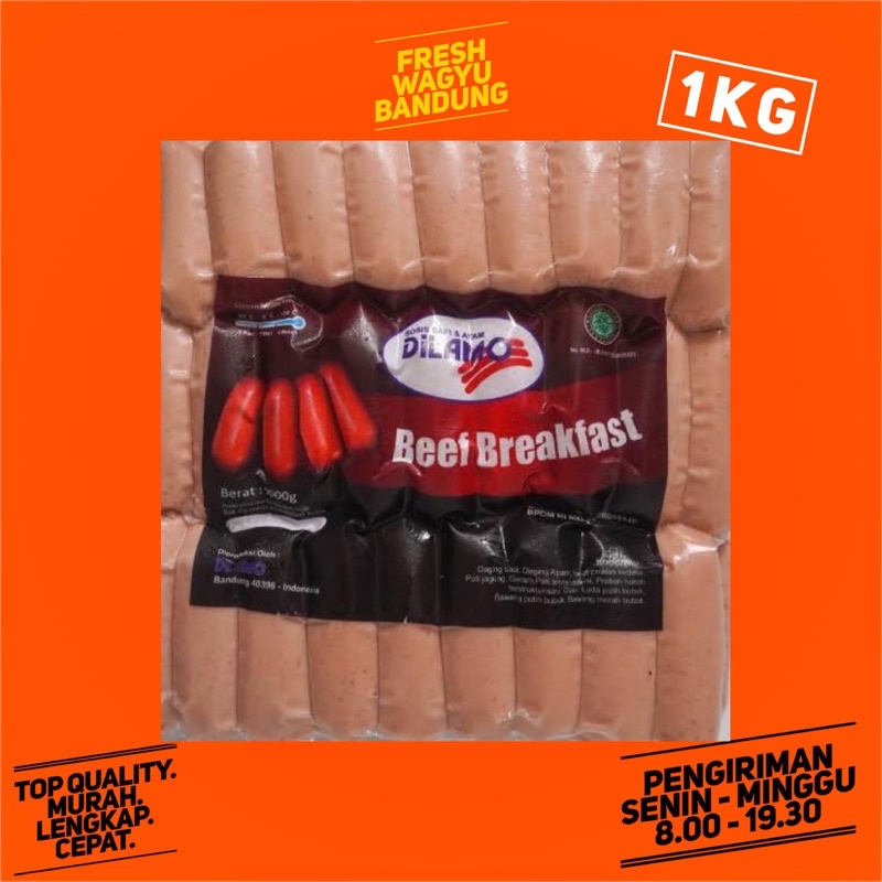 Jual DILAMO BEEF BREAKFAST SOSIS SAPI HALAL PREMIUM 1KG | Shopee Indonesia