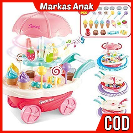 Jual Mainan Anak Anak Umur 3 4 5 6 Tahun Gerobak Es Krim Ice Cream Stroller Shop Luxury Candy ...
