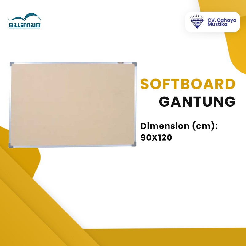 Jual Jual Papan Softboard Gantung Polos Papan Pin 90x120 Millenium ...