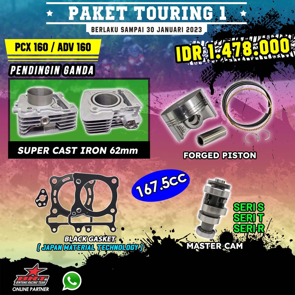 Jual Paket Bore UP Vario 160/PCX 160/ADV 160 Blok Cast Iron - Piston 62 ...
