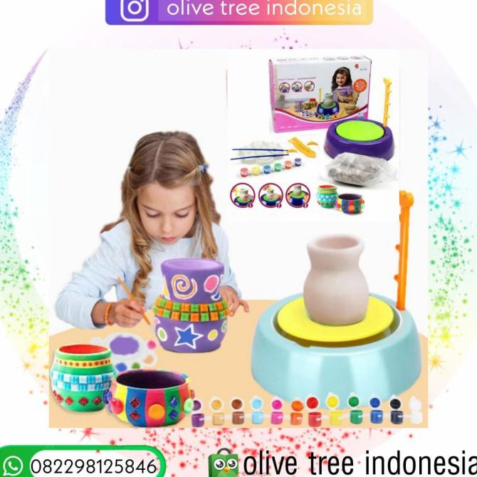 Jual Mainan Edukasi Anak Pottery Wheel DIY Toys / DIY pot tanah liat ...