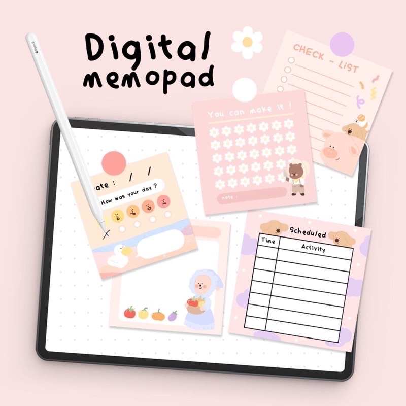 Jual Cute Pink Pastel Digital Memo Sticker Productivity BuJo Journal ...