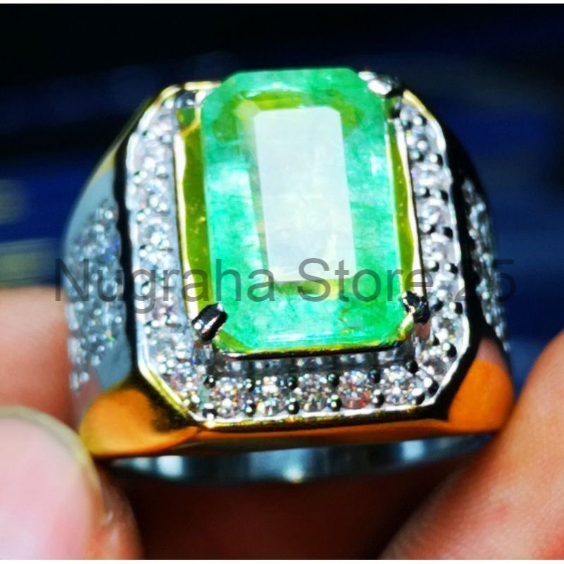 Jual Natural Emerald Beryl Zambrud Colombia Top Luster Ring Perak Micro ...