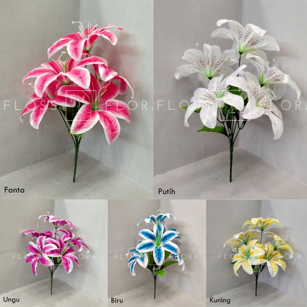 Bunga Artificial / Bunga Palsu / Lilium Star x6 | Shopee Indonesia