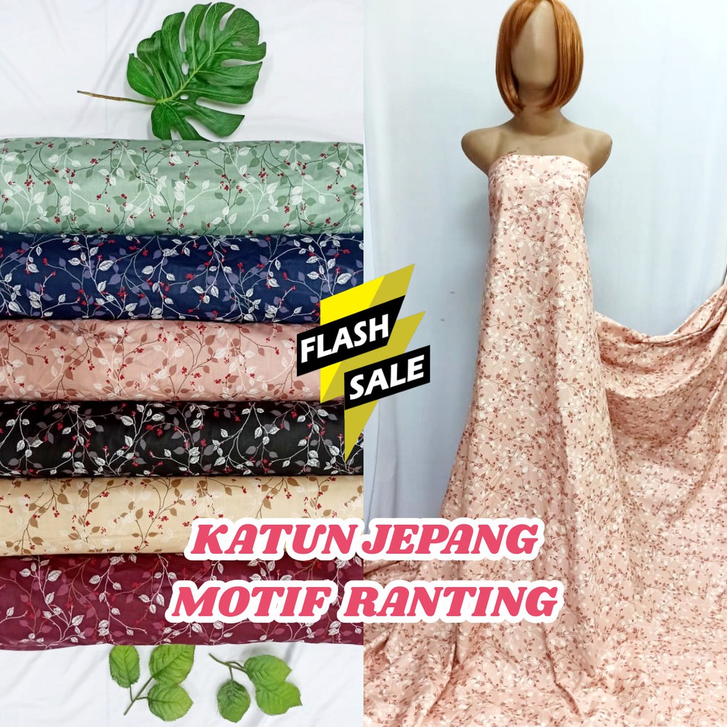 Jual KAIN KATUN JEPANG Premium Ori TOKAI / FUJI - MOTIF RANTING ...