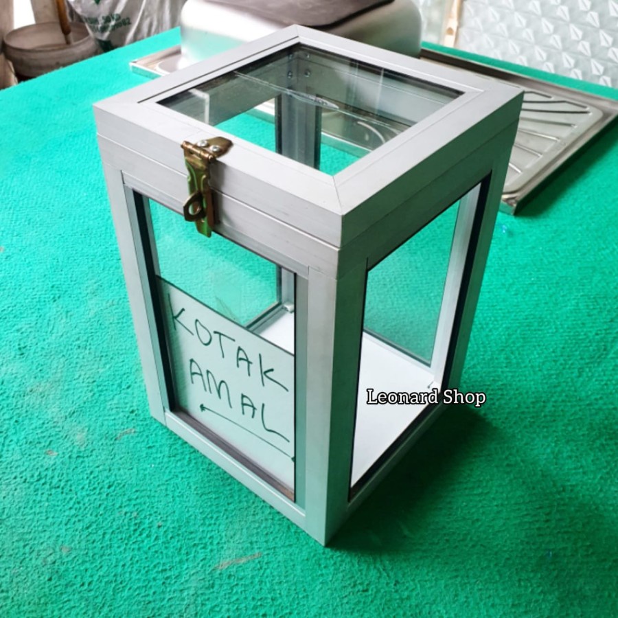 Jual Kotak Amal Aluminium Kaca / Box Saran Tip Sumbangan Donasi Uang ...
