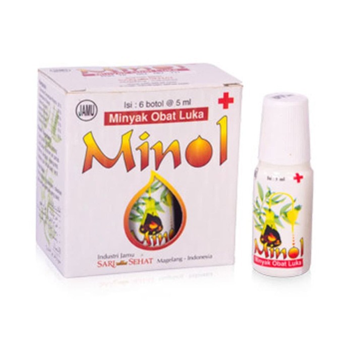 Jual MINOL MINYAK LUKA / OBAT LUKA BAKAR MEMAR / ANTISEPTIK LUKA 5ML ...