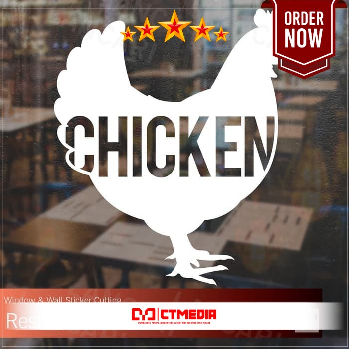 Jual Stiker Cutting Ayam Chicken Restoran AYCE Makanan Sticker Dinding ...