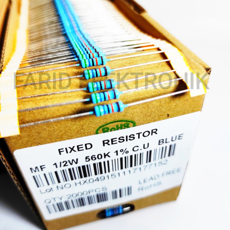 Jual Resistor 560K 1/2W metal film taiwan 1% kaki tembaga | Shopee Indonesia