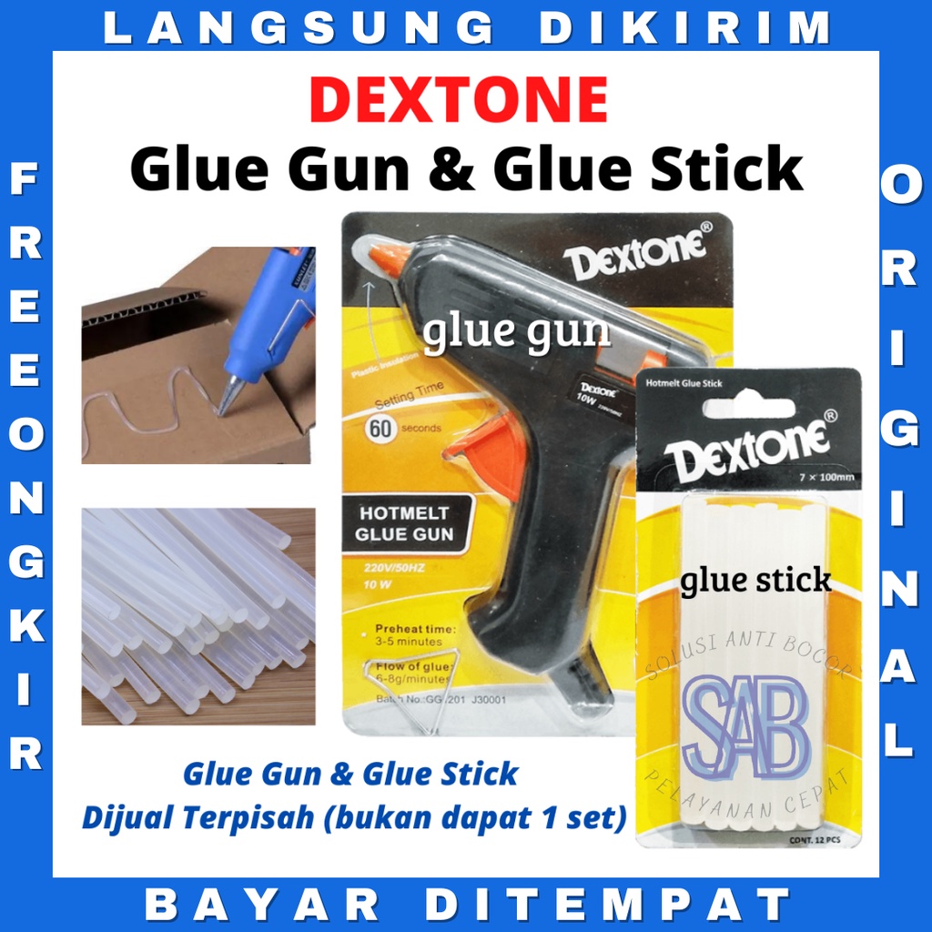 Jual Lem Tembak Kecil Besar 1SET Dextone Hotmelt Glue Gun 10W Art and ...