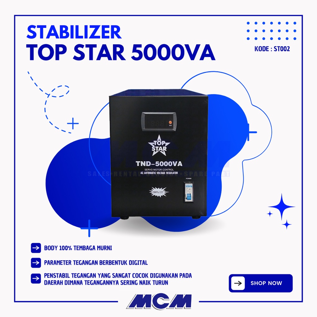 Jual STABILIZER 5000 WATT STAVOL 5000 VA TOP STAR | Shopee Indonesia