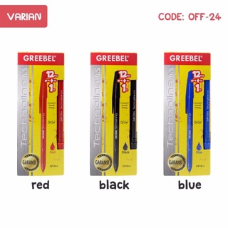 Jual Pen Greebel Ballpoint Technoline 0,5mm (isi 12pcs bonus 1pcs ...