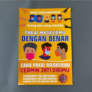 Jual Poster Pakai Masker dengan Benar, Poster Wajib Pakai Masker ...