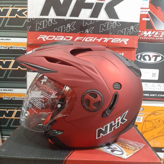 Jual HELM NHK AVIATOR SOLID RED MAROON DOFF / NHK AVIATOR MARUN DOP ...