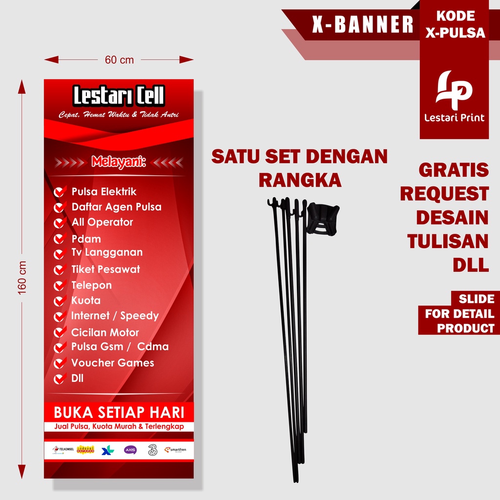 Jual X BANNER PULSA / X BANNER KONTER / X BANNER KUOTA / CUSTOM DESAIN / LESTARI PRINT | Shopee ...