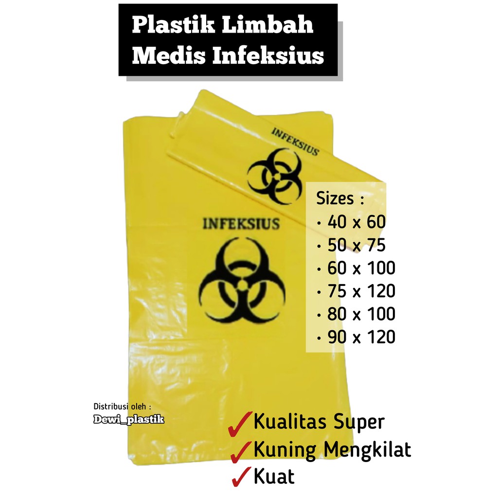 Jual Plastik kuning Limbah Medis LOGO INFEKSIUS / BIOHAZARD. TEBAL 40 ...