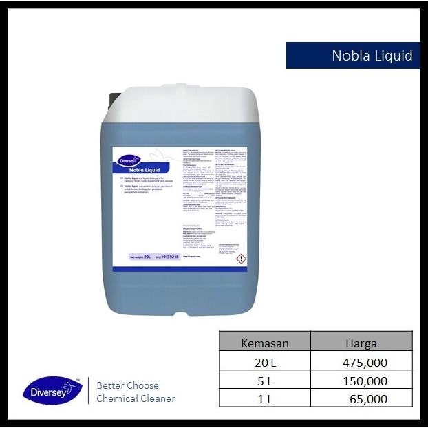 Jual Diversey Nobla Liquid Chemical Cleaner Kemasan 1 Liter | Shopee ...