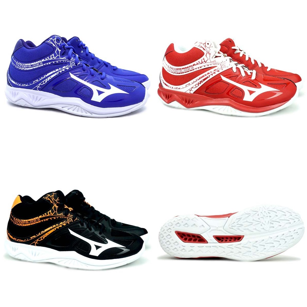 Jual Sepatu Volley Mizuno THUNDER BLADE 2 MID - Hitam, Biru, dan Merah ...