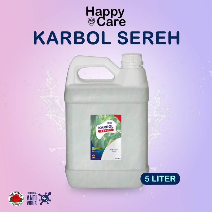 Jual KARBOL SEREH Happy Care 5 Liter Karbol Lantai Pewangi Lantai Aroma ...