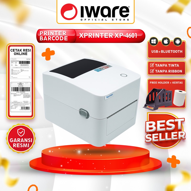 Jual PRINTER BARCODE THERMAL LABEL PRINTER XPRINTER XP-4601B USB BLUETOOTH A6 | Shopee Indonesia