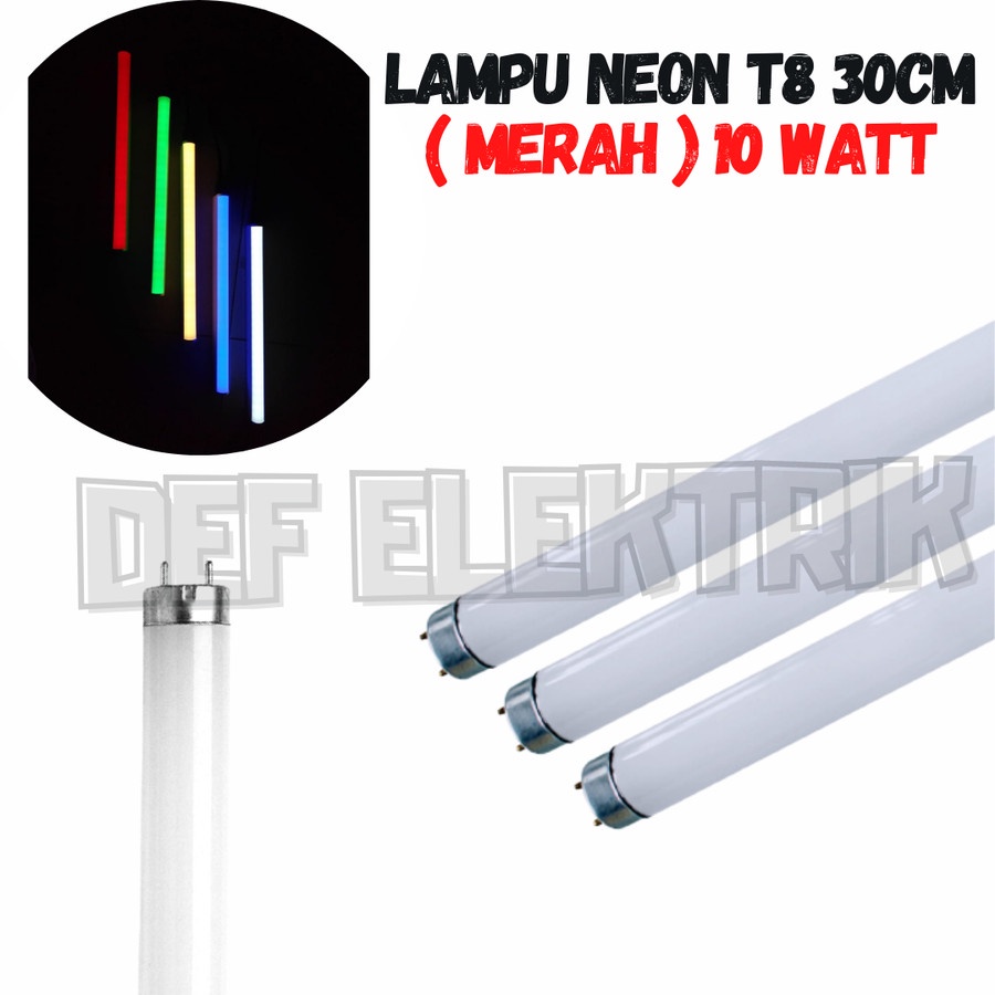 Jual LAMPU NEON TL 10 WATT 30 CM KACA WARNA MERAH FLUORESCENT TUBE ...