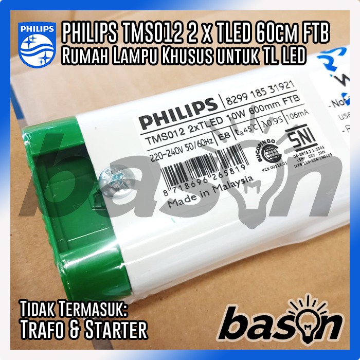 Jual PHILIPS TMS012 2xTLED 600mm FTB - Rumah Lampu 60cm untuk TL LED ...