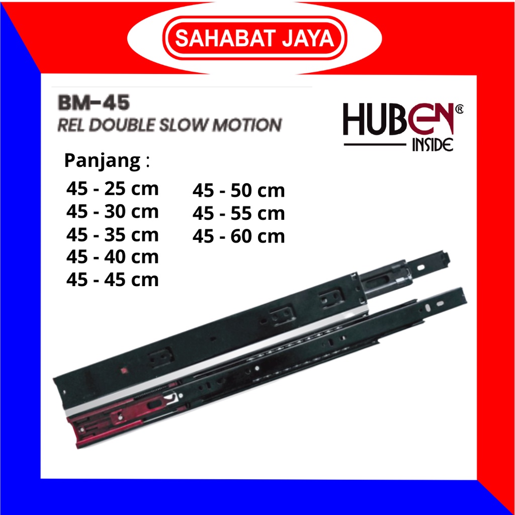 Jual Rel Laci Hitam Full Extension Slow Motion Double Tarik HUBEN BM ...