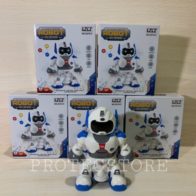 ROBOT PUTIH BISA PUTAR 360 DERAJAT LAMPU LED MUSIC LIGHTNING COOL ...